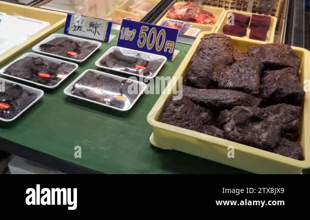 Meat of common minke whale (Balaenoptera acutorostrata) for sale at ...