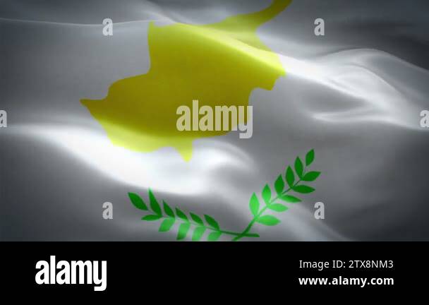 Cyprus Flag Wave Loop waving in wind. Realistic Cypriot Flag background ...
