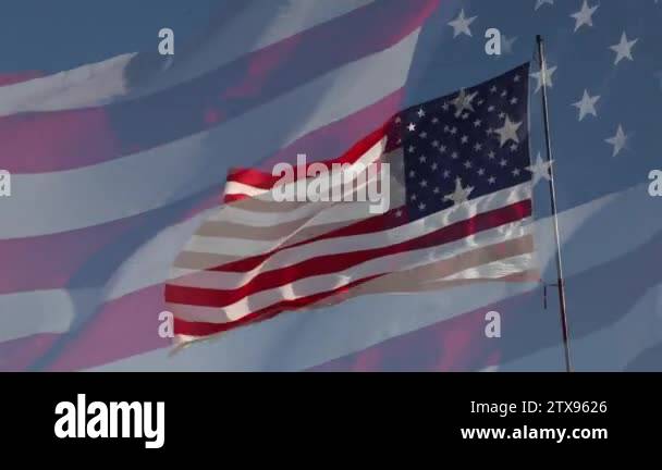 Full HD Left Facing Ghosted Close-Up and Slow Motion American Flag ...
