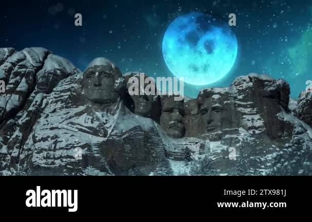 Mount Rushmore with Santa in a Winter Snow 4K Loop features a view on ...