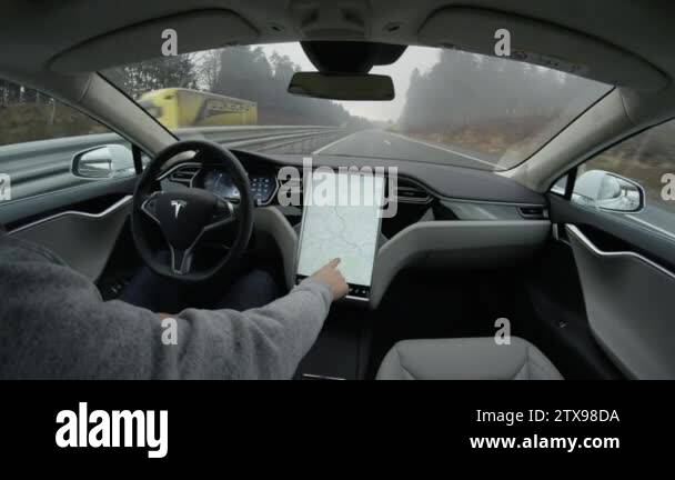 TESLA AUTONOMOUS CAR, MARCH 2017: Autonomous robotic car self-driving ...