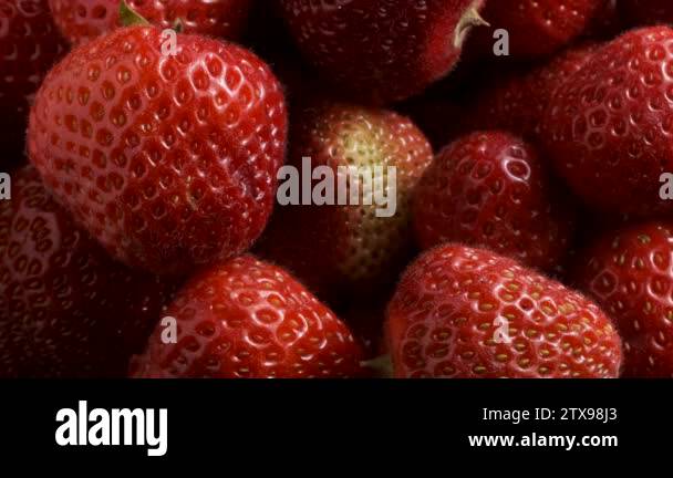 Rotation of juicy ripe strawberries. Top view, Rotation 360 degrees ...