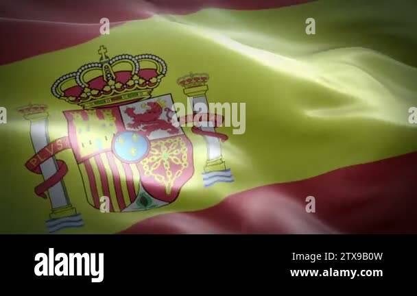 Spain flag video waving in wind. Realistic Spanish Flag background ...