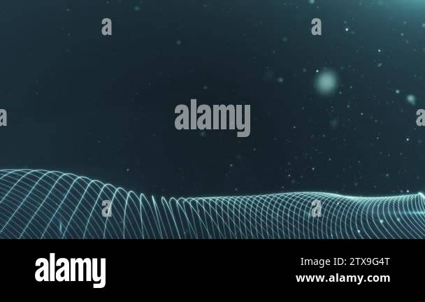 Abstract Digital wave background dark blue 3d rendering animation blurred particle motion ...