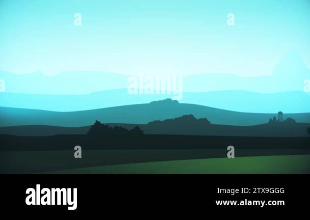 Animation moving of landscape in cartoon style. Digital design concept ...