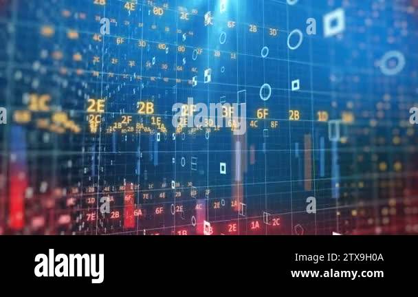 Numbers and codes inside modern digital computer, machine symbols 3d ...