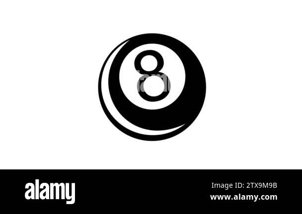 Billiard cue hit 8-ball. 2D black and white animation footage Stock ...