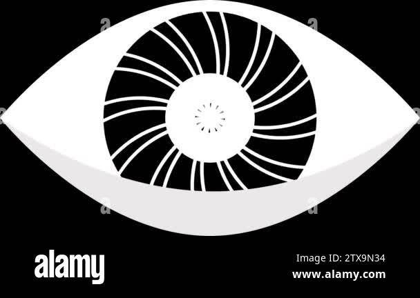 Animated hypnotic eye shape with stripes expanding from the center over ...