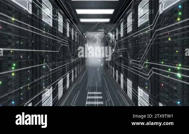 Beautiful Digital Hologram with Network Connections Growing in Abstract ...