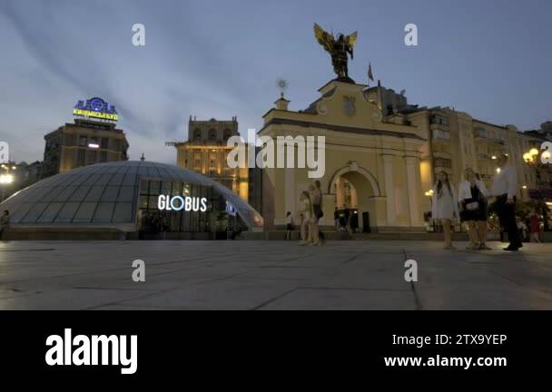 Blue hour low level slider shot past Lyadsky gate and Globus mall in ...