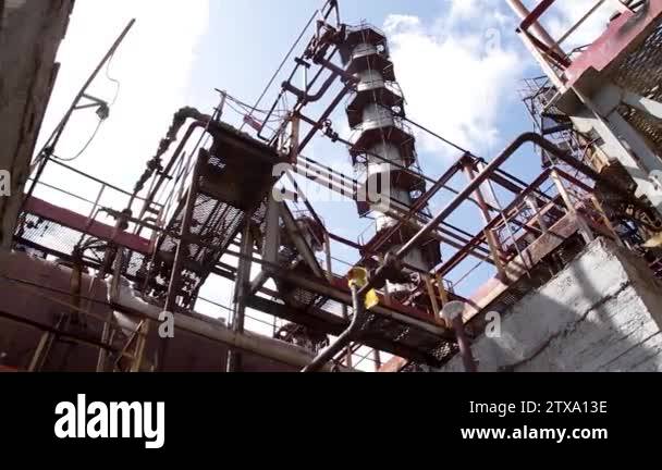 Complex engineering constructions at the oil refinery. Electric power ...