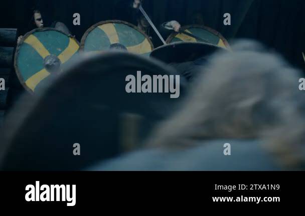 Large-Scale Medieval Battle Reenactment. Violent Tribe of Warriors ...