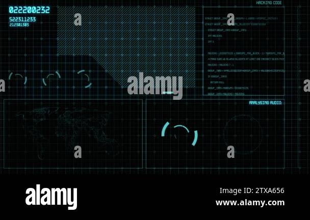 HUD Futuristic 4K UI Interface. Monochromatic visual display: aerial ...