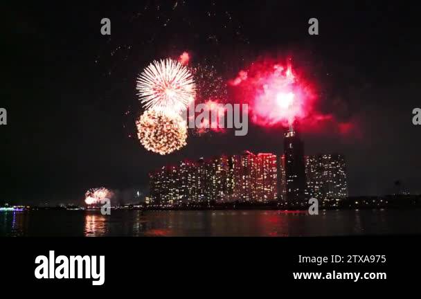 Ho Chi Minh City, Vietnam - February 4th, 2019: Colorful fireworks in ...
