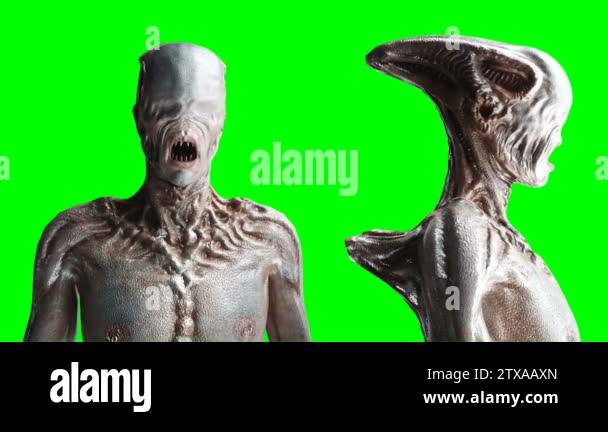 Scary, horror monster. Fear concept. Green screen isolate. Realistic 4K ...