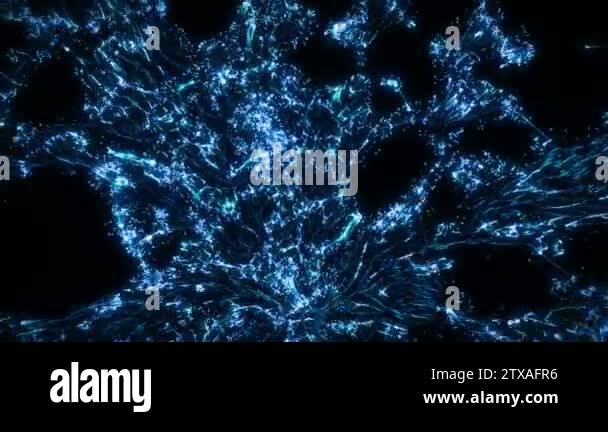 Blue Abstract Digital Tunnel Funnel Artificial Intelligence Neural Network Loop Stock Video 