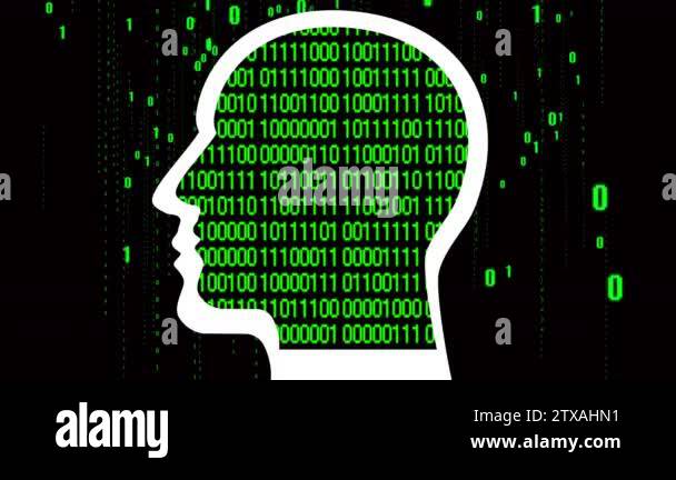 4k Brain head matrix style binary code,man thinking AI artificial intelligence Stock Video ...