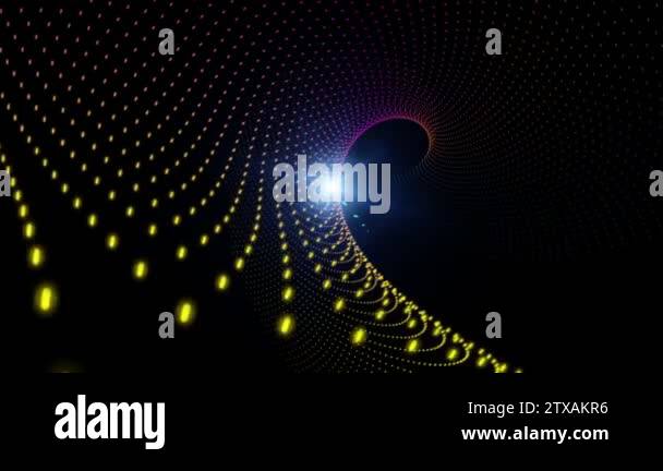 Futuristic video animation with moving particle object and blinking ...