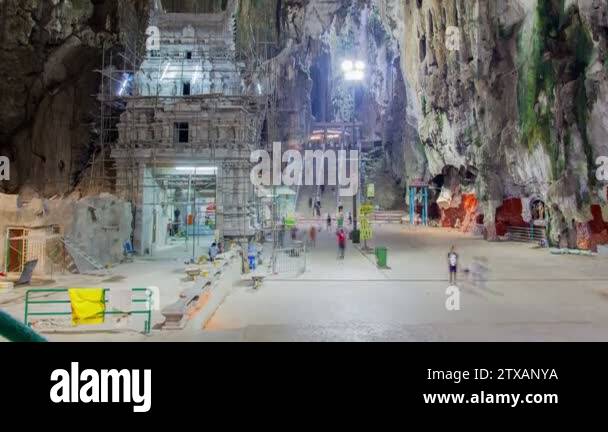Time-lapse in the Sacred cave of Hindu gods Batu Caves Kuala Lumpur ...