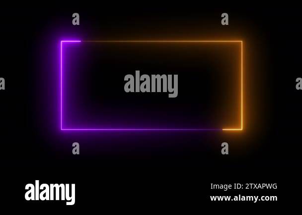 Animated neon two-tone frame rectangular frame. Orange, purple. Looped ...
