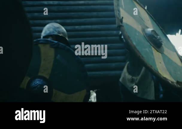 Medieval Battle Reenactment. Violent Tribe of Warriors Attack Guards ...