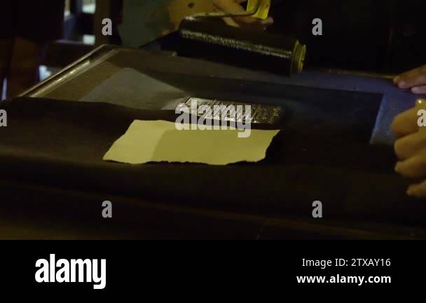 vintage parchment printing process, vintage paper making process, hand ...