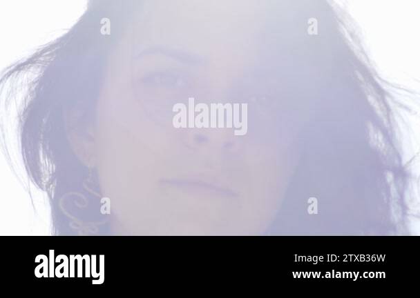 Woman face in sun haze, memory flashback, mother image reminiscence ...