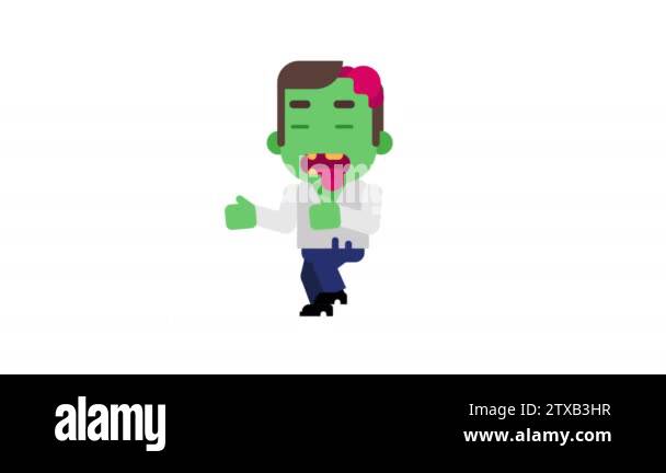 Zombie angry stalking his victim. Halloween character. Alpha channel ...