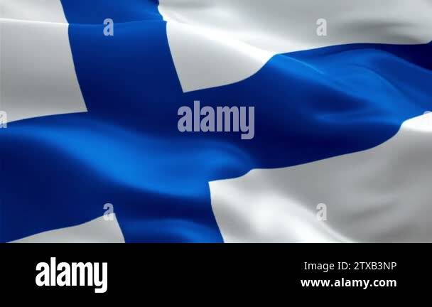Finland Flag Wave Loop waving in wind. Realistic Finnish Flag ...