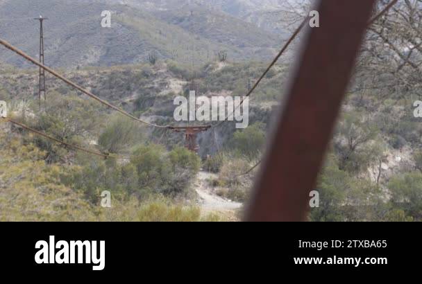 La Mejicana mine. Old Cable Car Chilecito-La Mejicana. Detail of towers ...
