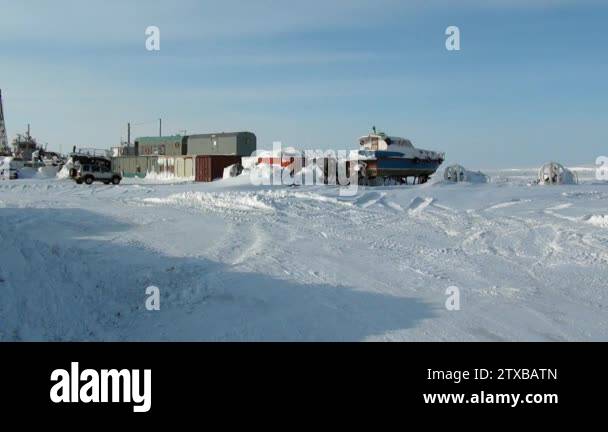 Way to the Anadyr airport and an abandoned village. Road through ...