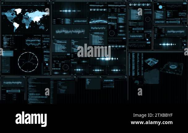 Futuristic digital interface screen. Streaming and flashing computer ...