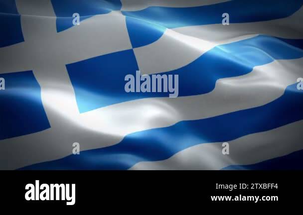 Greek flag Closeup 1080p Full HD 1920X1080 footage video waving in wind ...