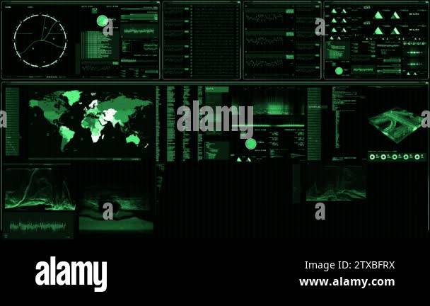 Futuristic digital interface screen. Streaming and flashing computer ...