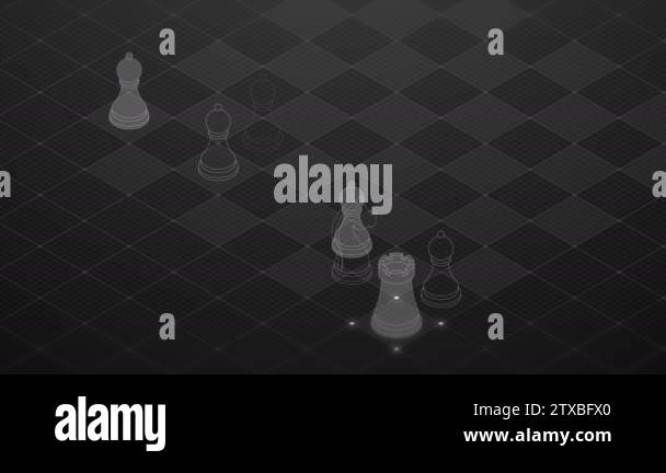 3D isometric virtual transparency chess with square mesh pattern chessboard, Business technology ...