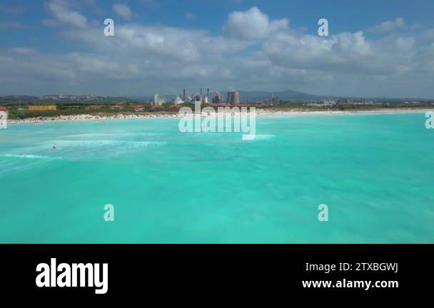 Aerial shot, incredibly beautiful calm sea with lots of clouds, white ...