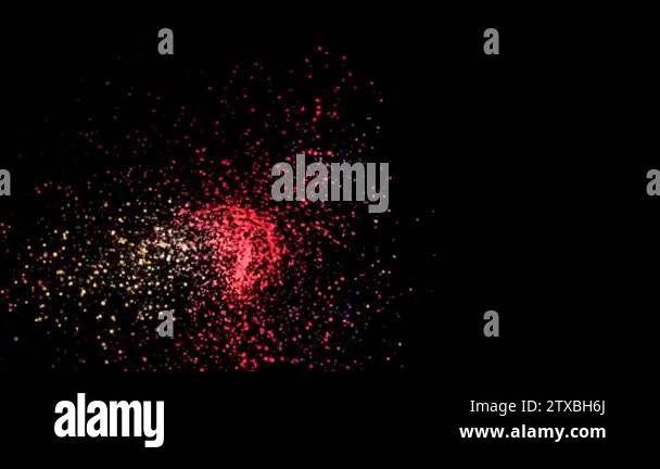 Beautiful abstract animation of multi-colored flickering particles ...