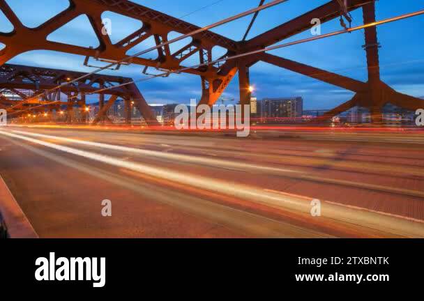 Time Lapse Movie of Long Exposure Light Trails During Peak Hour Road ...