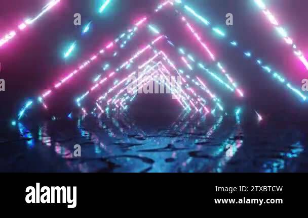 VJ Loop plan with neon light moving rectangles Abstract fluorescent ...