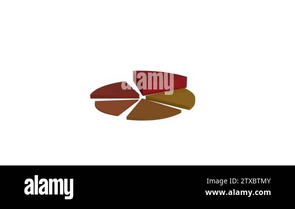 Animation of a 3D red and orange pie chart showing changing statistics ...