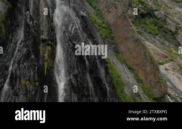 Tracking and top shot Air shot from a stream of water splashing ...