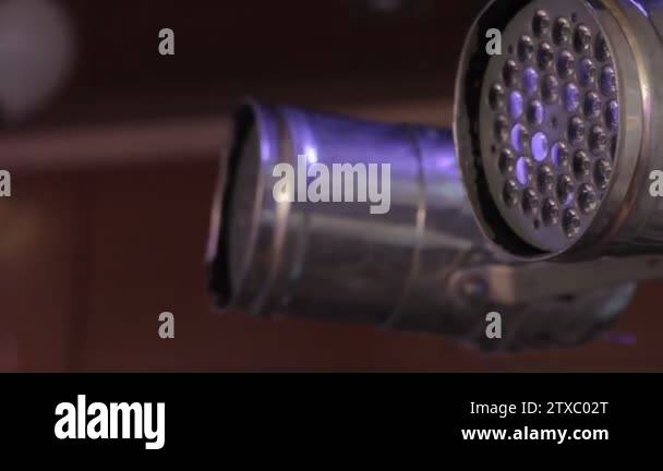 Stage lights at the concert with fog, Stage lights on a console ...