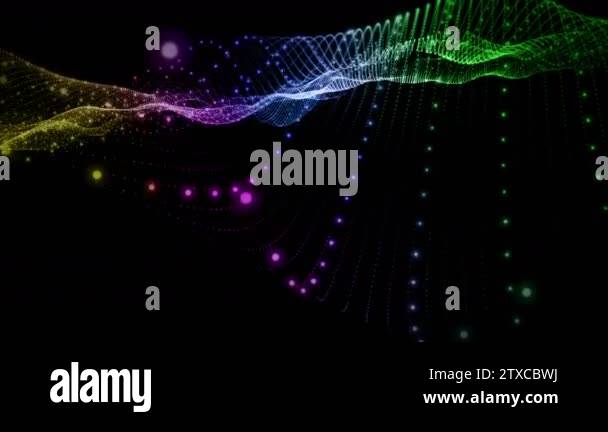 Futuristic video animation with wave and particles in slow motion ...