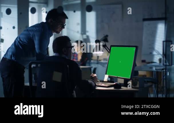 Late at Night Two Industrial Engineers Have Discussion, Personal ...