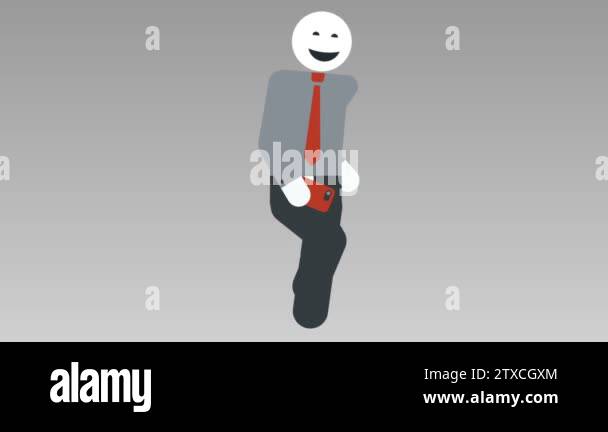 2d character walk cycle, seamless looped animation. Businessman stick ...