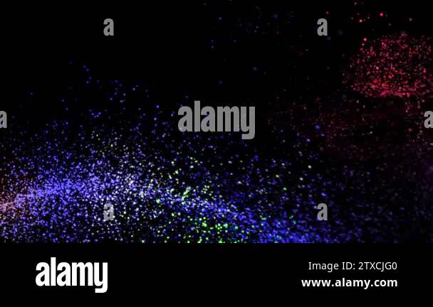 Beautiful abstract animation of multi-colored flickering particles ...