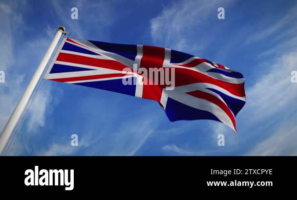 British Flag Waving Shows Union Jack United Kingdom National Banner. A ...