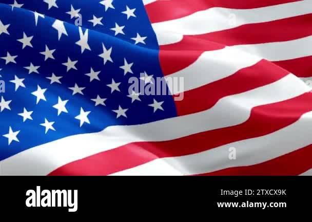 USA Flag Wave Loop waving in wind. Realistic United States Flag ...