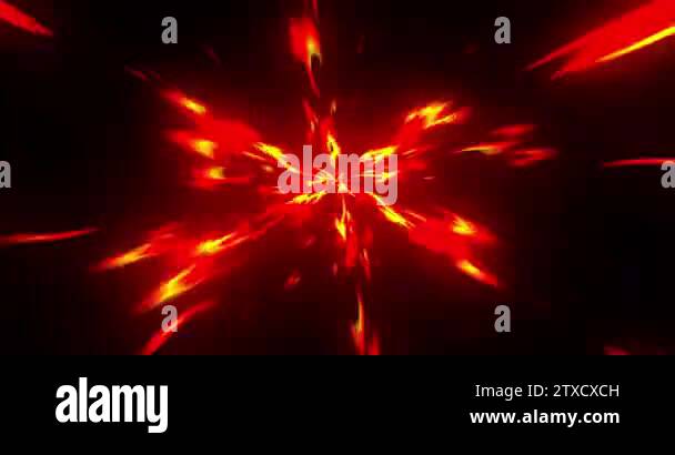 30 Second Red Hyperspace 3 Step Cartoon Animation. Neon glowing rays in ...