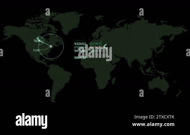 4k Global GPS data detect earth map military radar GPS navigation ...